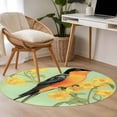 Bird Flower 4FT Round Area Rugs for Living Room Yellow Flowers Retro ...