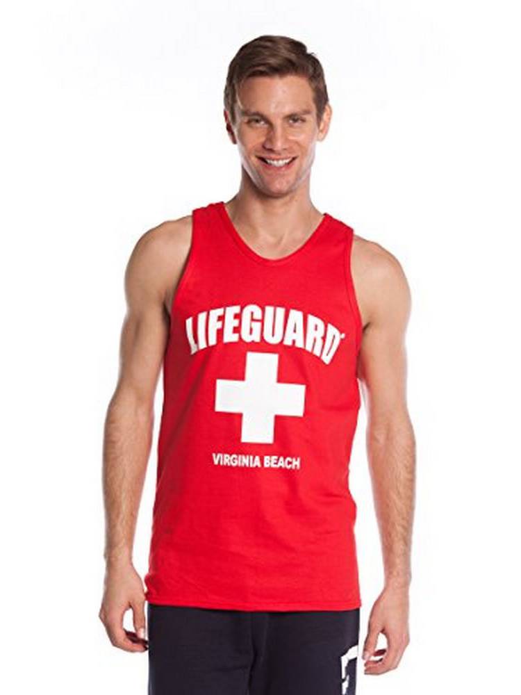 Official Lifeguard Guys Red Basic Design Muscle Tank - Walmart.com
