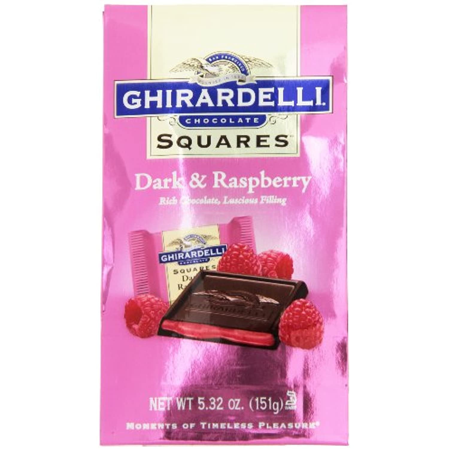 Ghirardelli Dark And Raspberry Squares Stand Up Bag, 5.32 Ounce ...