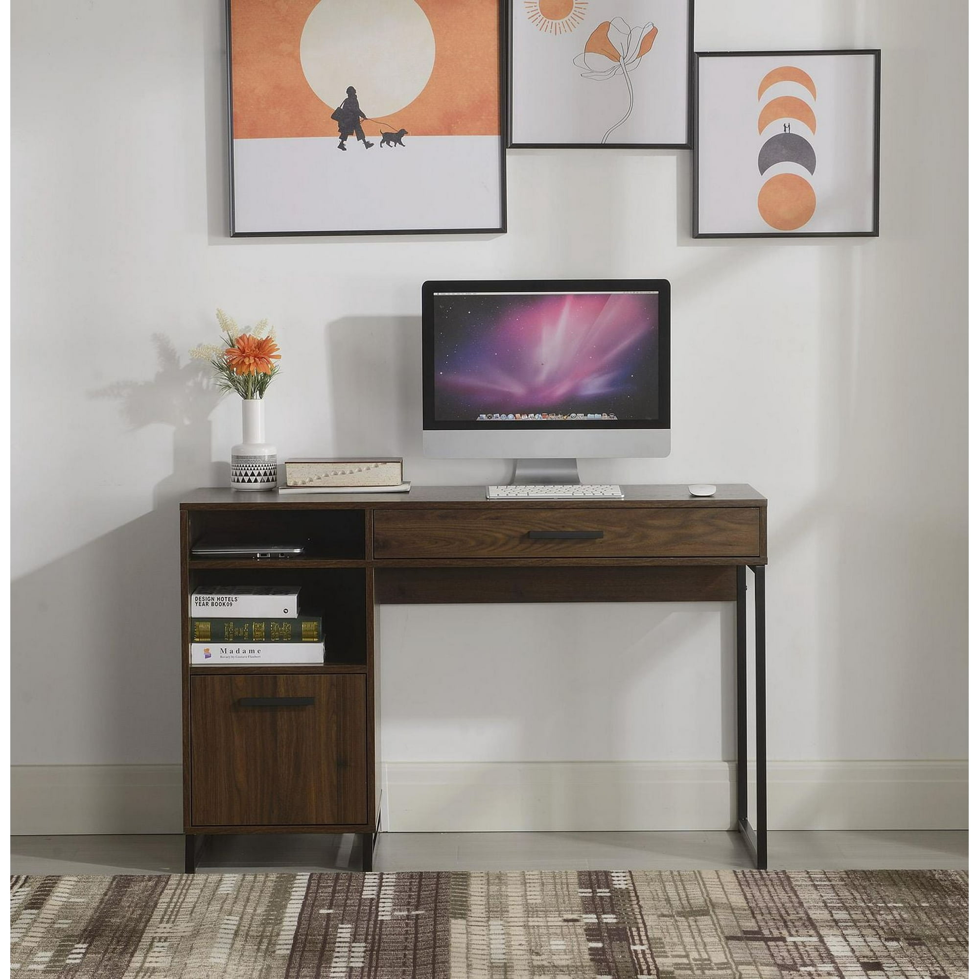 Click here for Mainstays Wood & Metal Writing Desk With 1 Drawer... prices