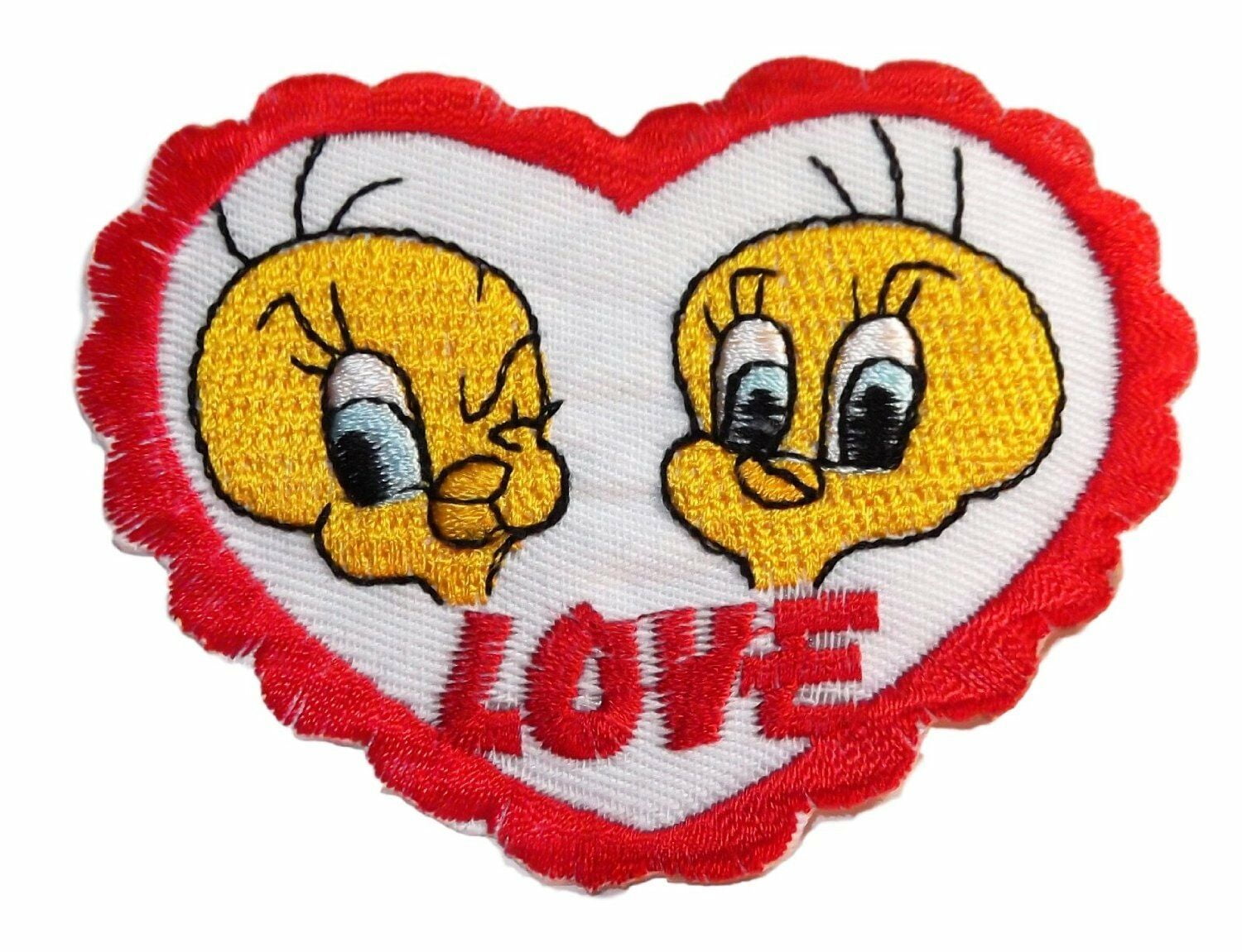 Tweety Bird Cartoon Character Heart Shaped Love 2 1/4" Tall Embroidered ...