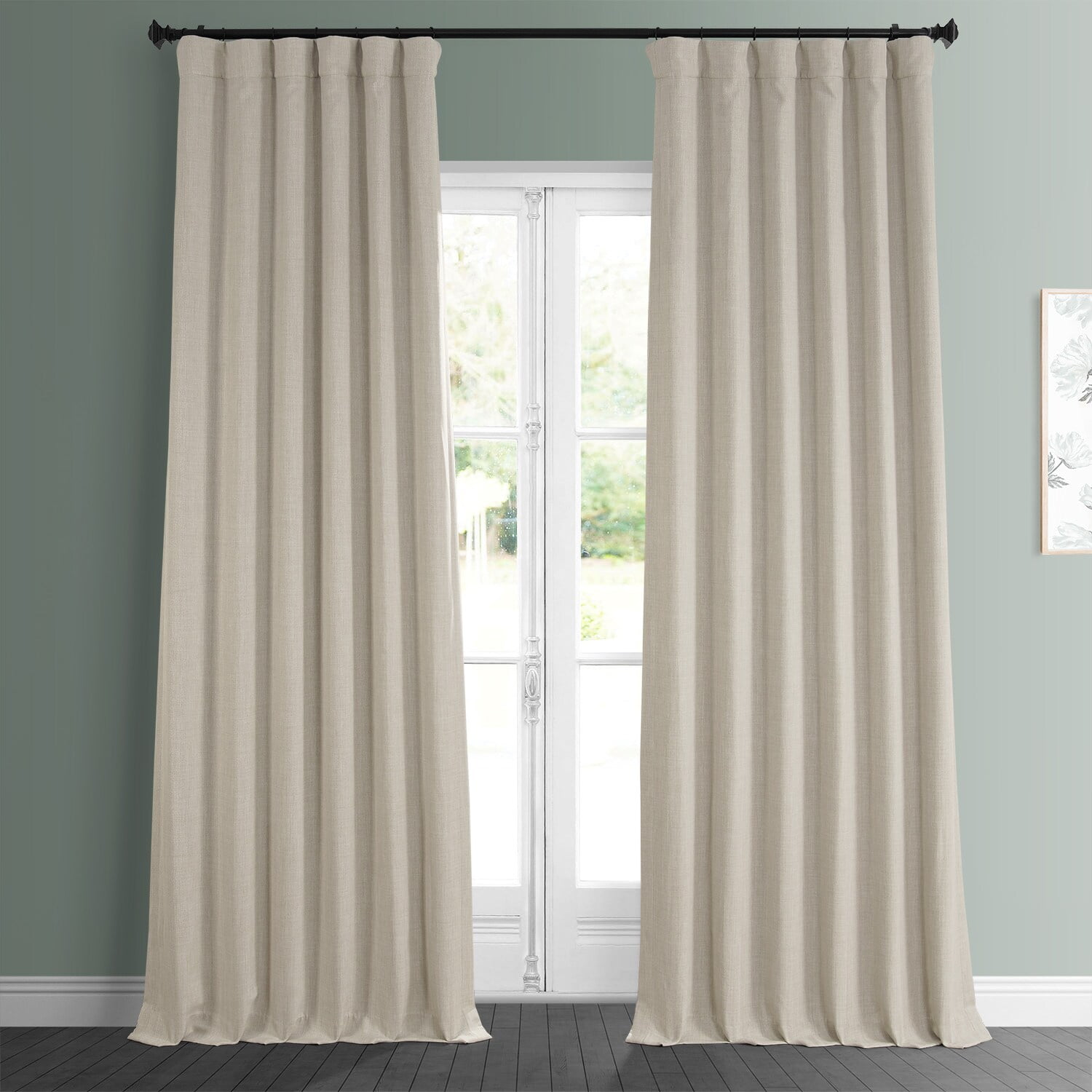 Thatched Tan Faux Linen Room Darkening Curtain (1 Panel), Thatched Tan ...