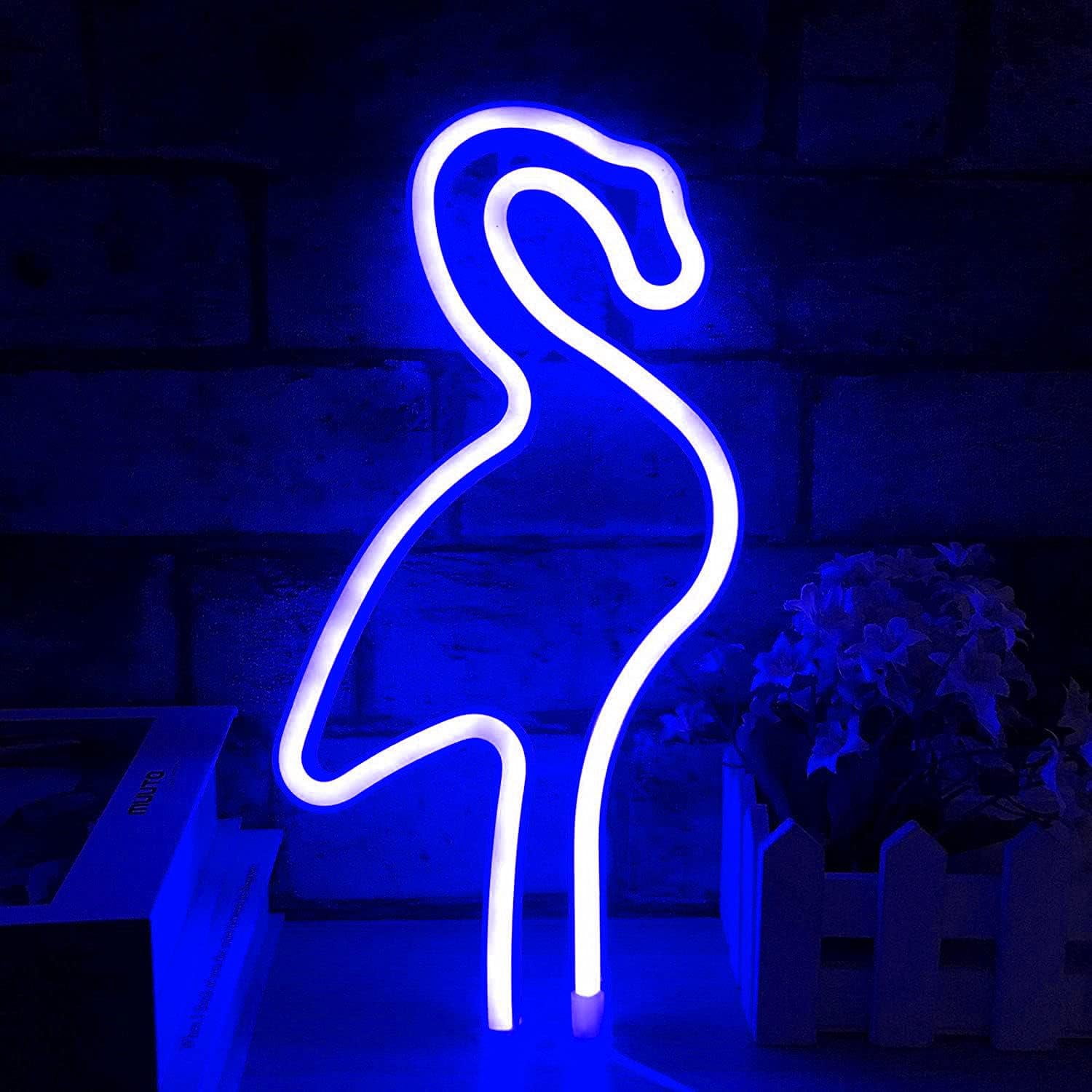 LINLIN LED Neon Light, Flamingo Neon Sign Battery/USB Operated Wall Decorative Night Light for ...
