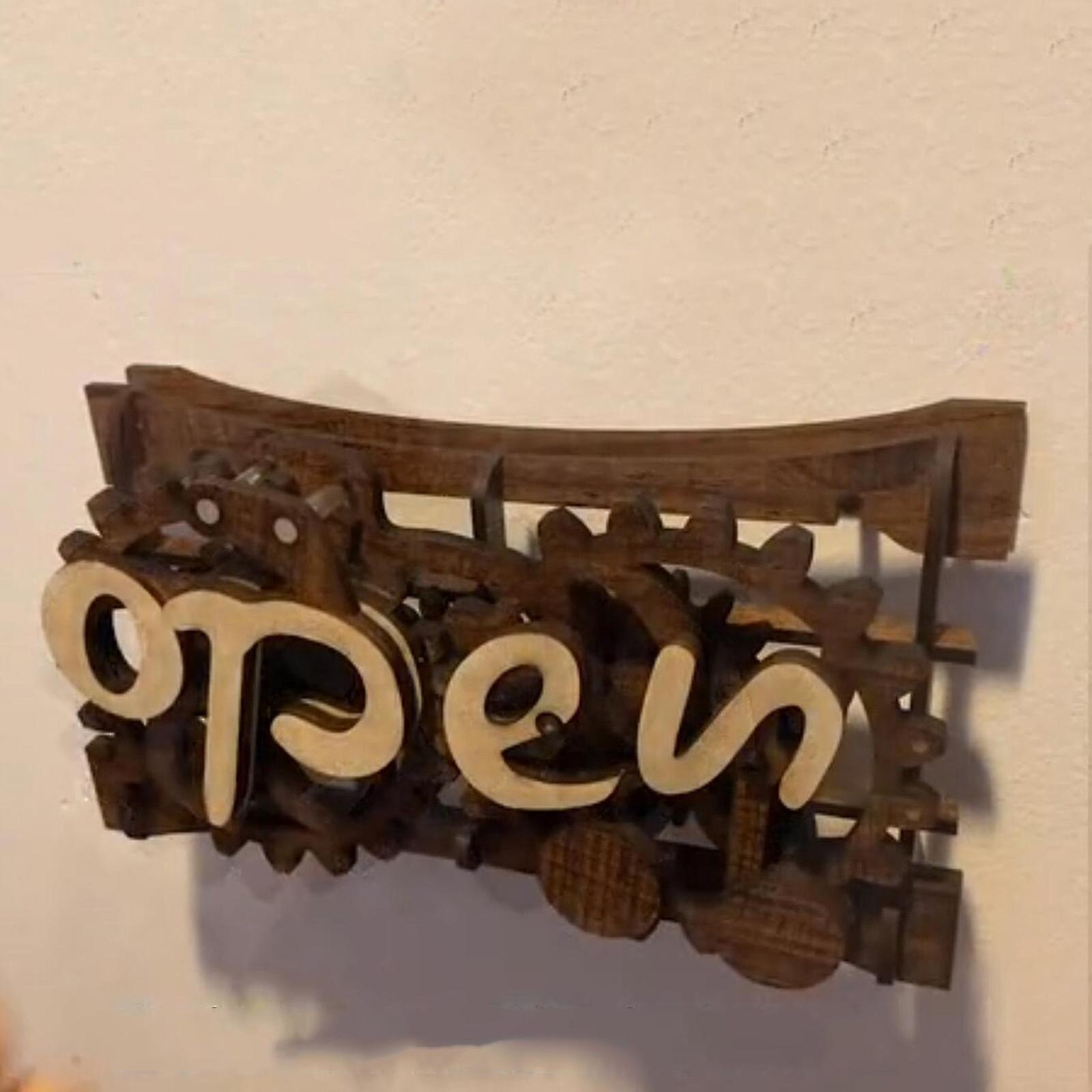 Revolutionary Open-closed Sign Board, Wooden Gear Mechanism Convertible ...