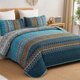 Boho Quilt Set Queen Size, Bohemian Striped Bedspread Coverlet Set with ...