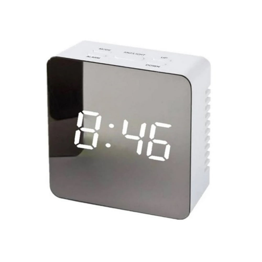 Reloj con espejo digital LED multifuncional, luz blanca cuadrada ...