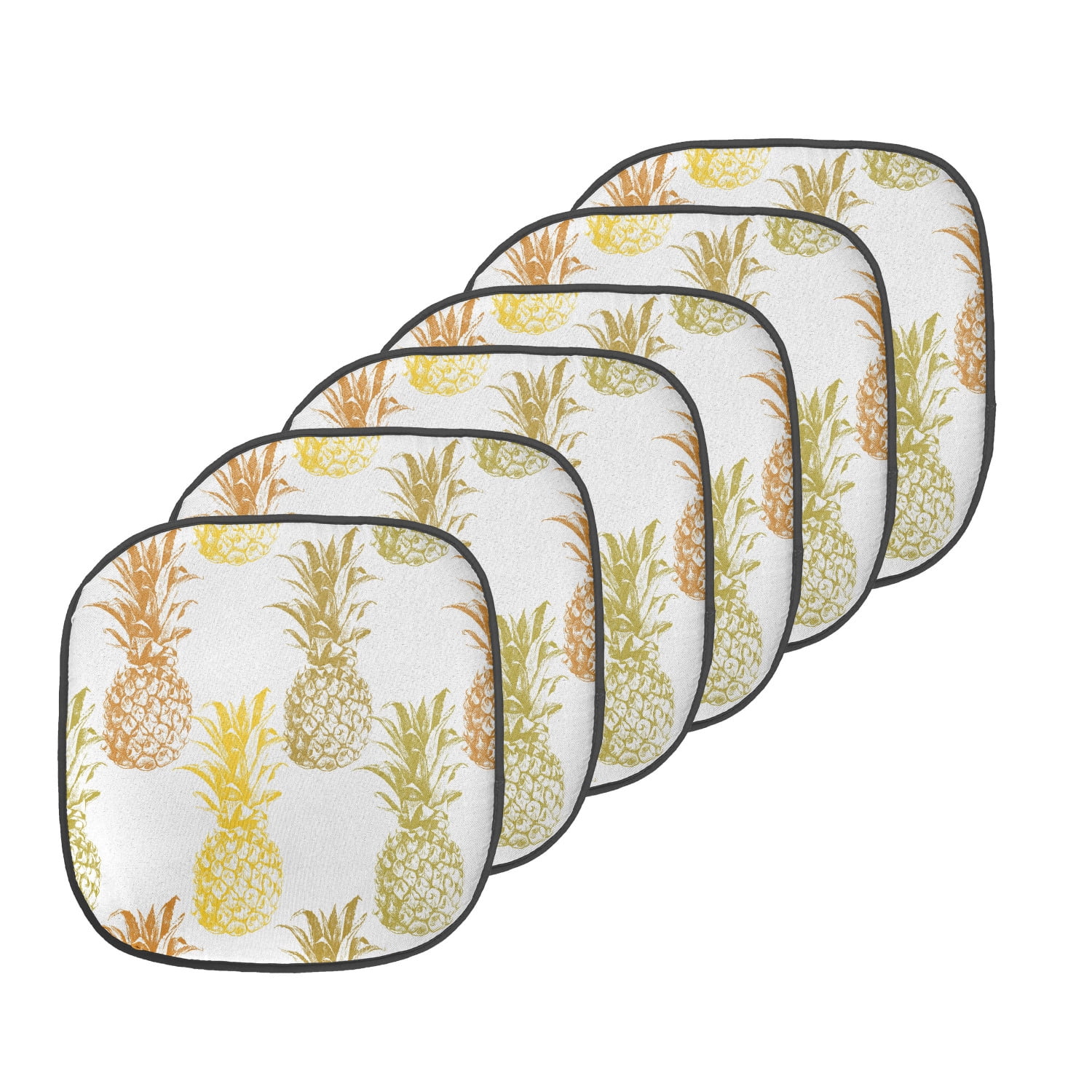 Pineapple Chair Seating Cushion Set of 6, Hand Drawn Simply Sketched ...