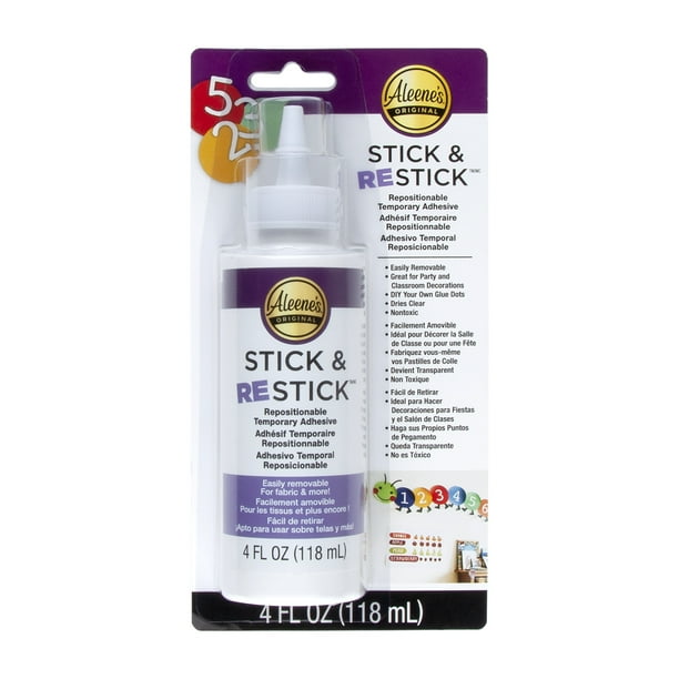 Aleene's Stick & Restick Adhesive 4 fl oz, Repositionable Temporary ...