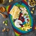 70s Party Cutting Board, Peace and Love Groovy Sixties Tie Dye Effect ...