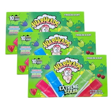 Warheads Extreme Sour Candy - 10ct Freezer Popsicles (Watermelon, Blue ...