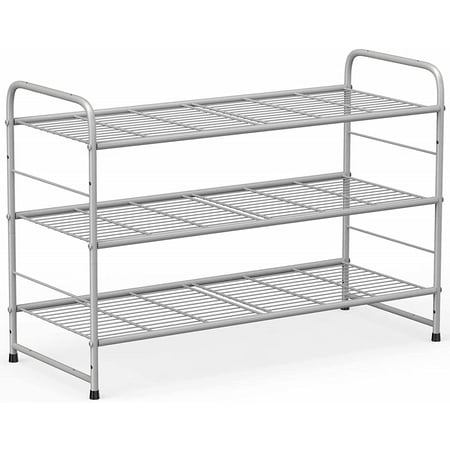3 Tier Shoes Rack, Stackable and Adjustable Shoe Shelf Storage ...
