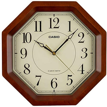 CASIO wall clock radio brown brown diameter 29.5cm analog octagonal ...