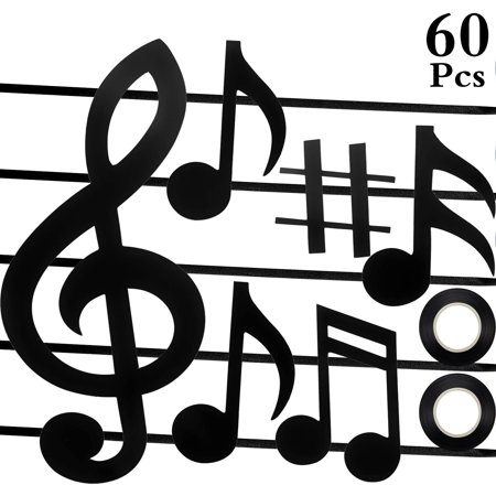 60 Pieces Music Notes Cutouts Mini Musical Notes Silhouettes with 2 ...