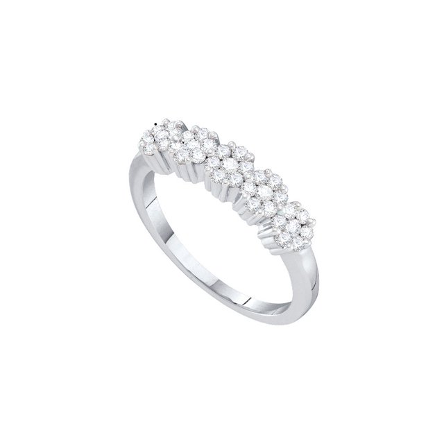 14kt White Gold Womens Round Diamond Ring Five Flower Cluster 1 4 Cttw
