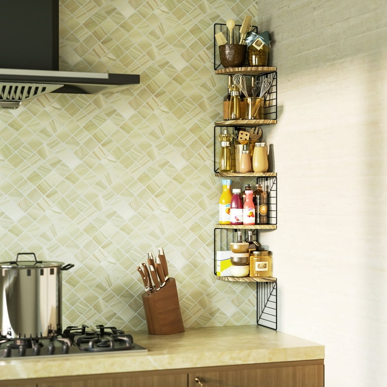Corner Wall Mounted Kitchen Shelves