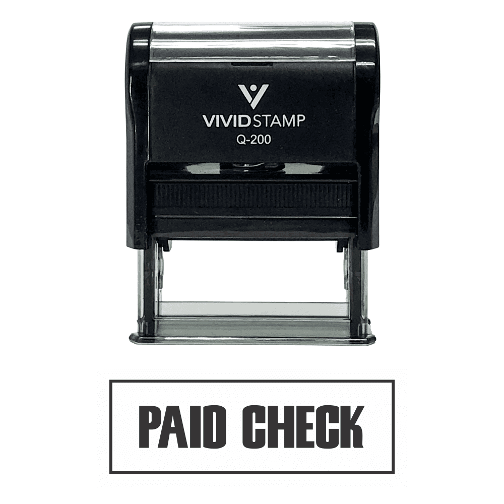 Vivid Stamp Paid Check Self-Inking Office Rubber Stamp (Black) - Medium ...