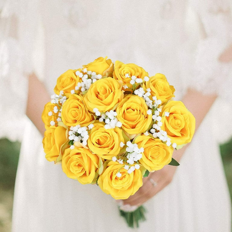 Yellow Silk Flowers For Wedding Artificial Marigold Ball Flowers Silk