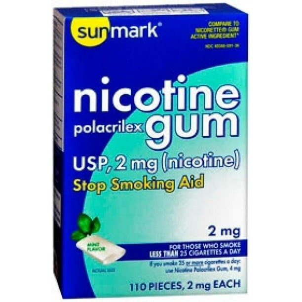 Sunmark Nicotine Polacrilex Gum 2 mg Strength, 110 Count - Walmart.com