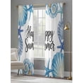 Blue Ocean Shells Conch Sheer Curtains for Living Room Bedroom Nautical ...
