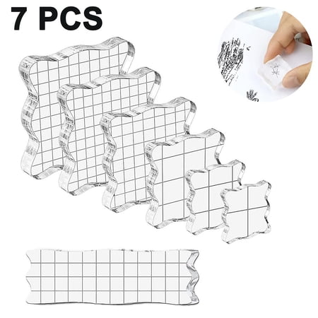 7 Pcs Acrylic Stamp Block Assorted Sizes Clear Acrylic Mounting Blocks ...