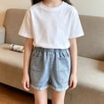 CPNG Girls Denim Shorts Elastic High Waist Rolled Denim Shorts Stylish ...