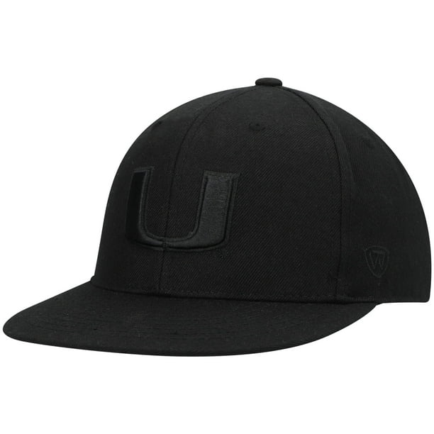 Men's Top of the World Miami Hurricanes Black On Black Fitted Hat ...