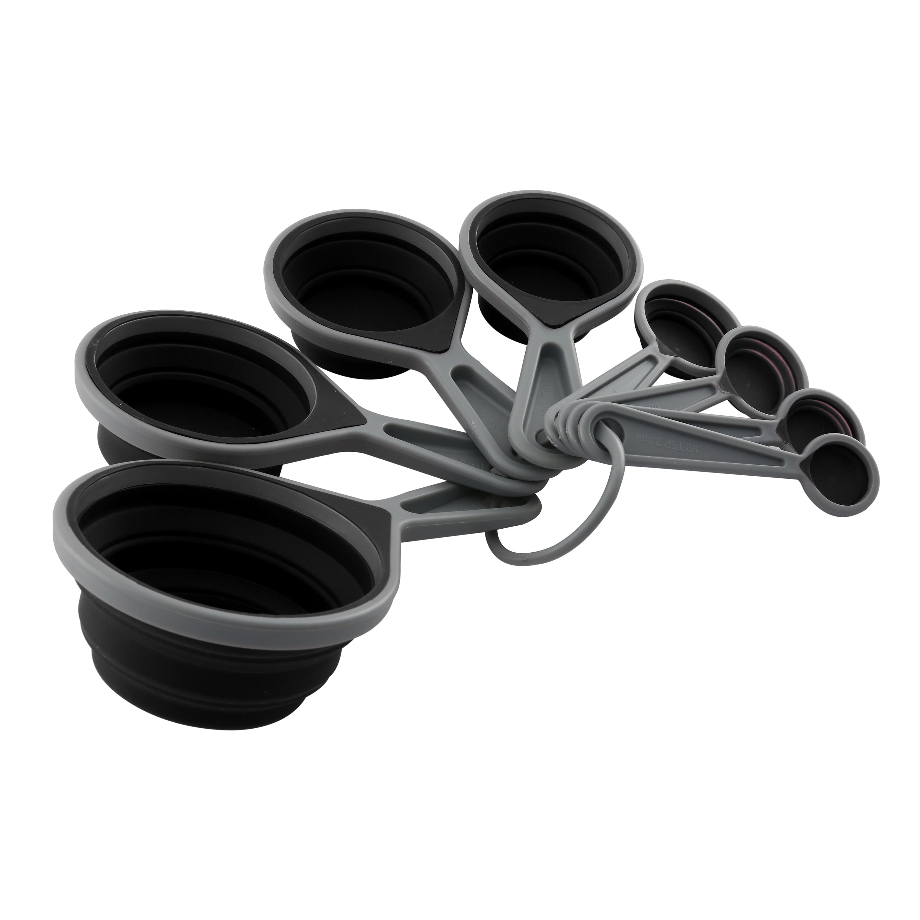Holiday Time 8 Piece Collapsible Silicone Measuring Cup Set in Rich ...