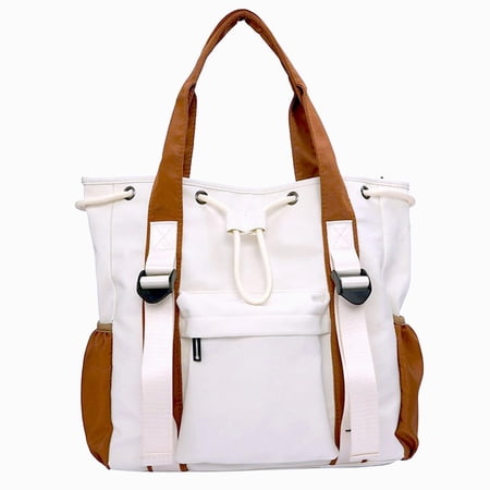 Nylon Tote Bag For Women Multi-pocket Drawstring Shoulder Crossbody Bags Splash-proof Large ...