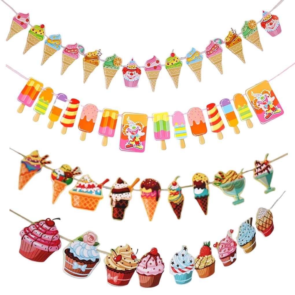 Ice Cream Banners Disposable Bunting Elegant Glamorous Streamer Party ...