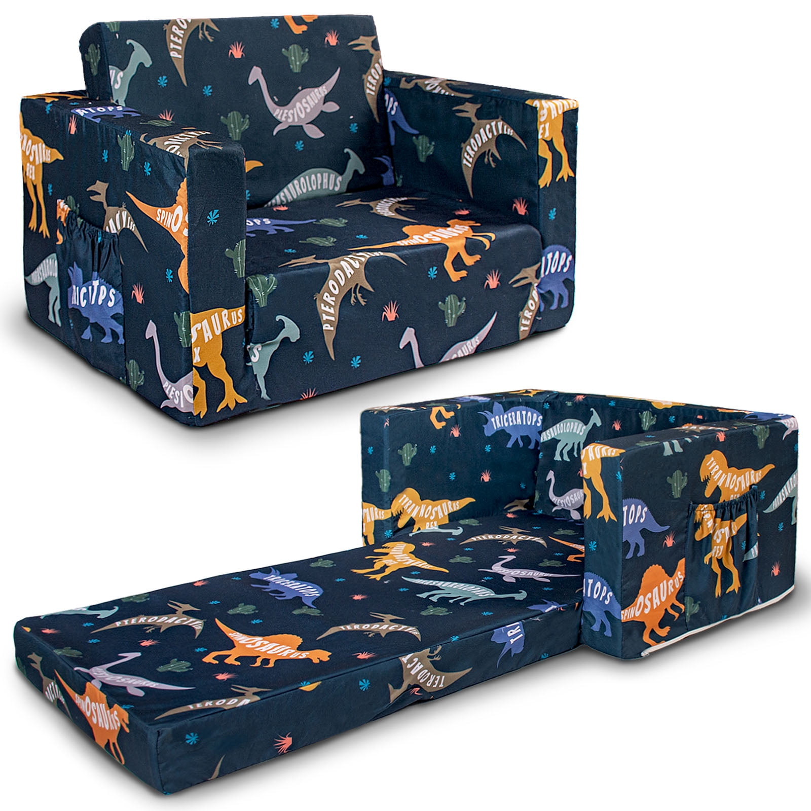 Beavtaens Toddler Sofa  2-In-1 Flip Open Couch  Toddler Chair With Side Pocket  For Ages 18 Months+