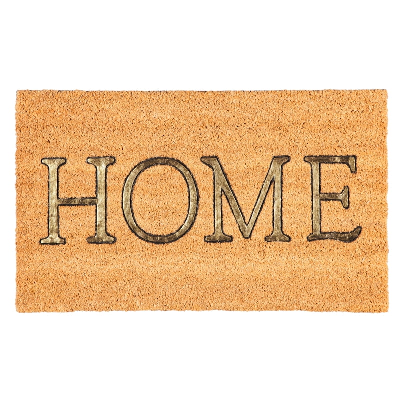 Evergreen Floor Mat HOME Metallic Rubber Inset Coir Mat, 28'' x 16 ...