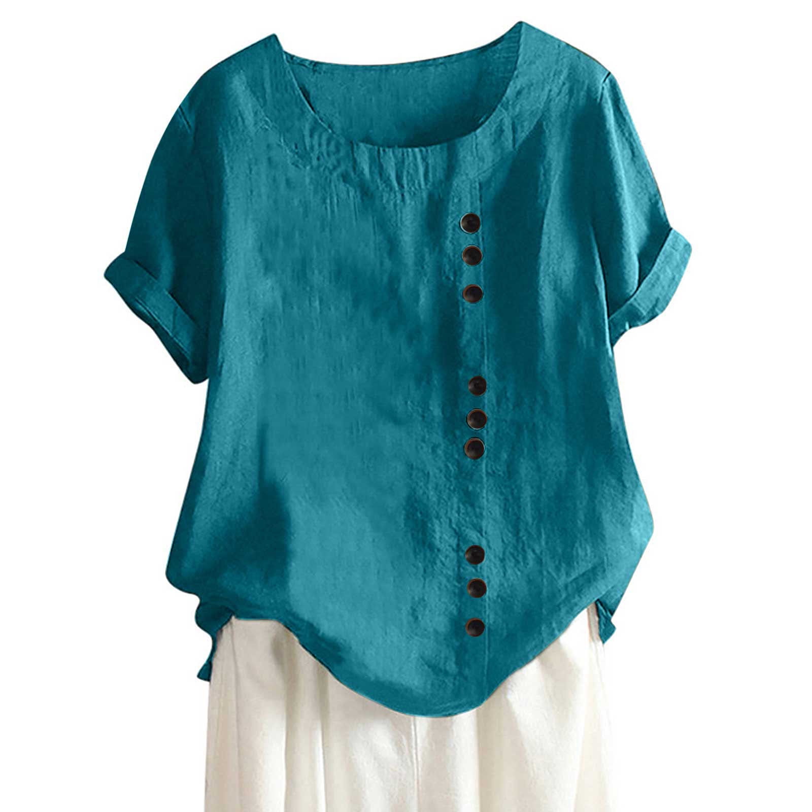 Click here for Meichang Plus Size Linen Shirts For Women Short Sl... prices