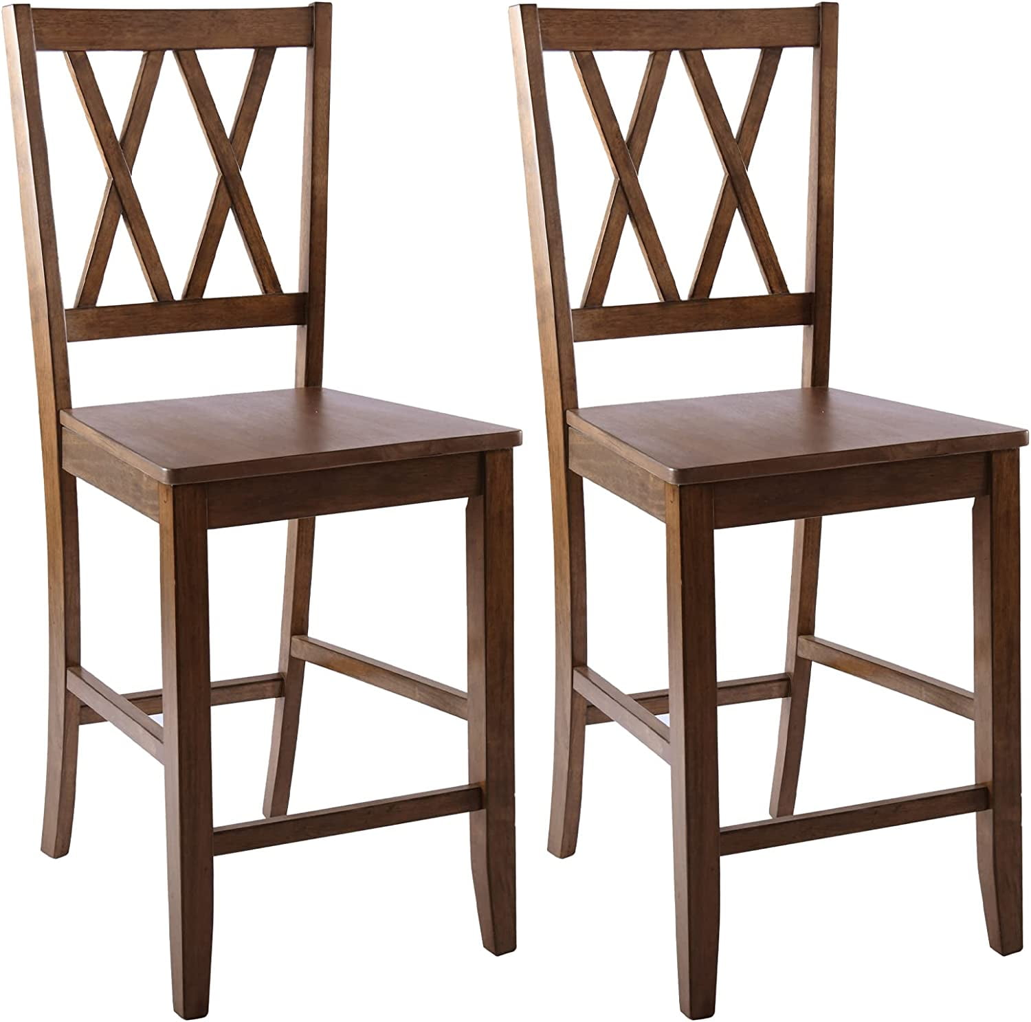Duhome Wood Counter Height Bar Stools Set of 2, 24" Bar Chairs with ...