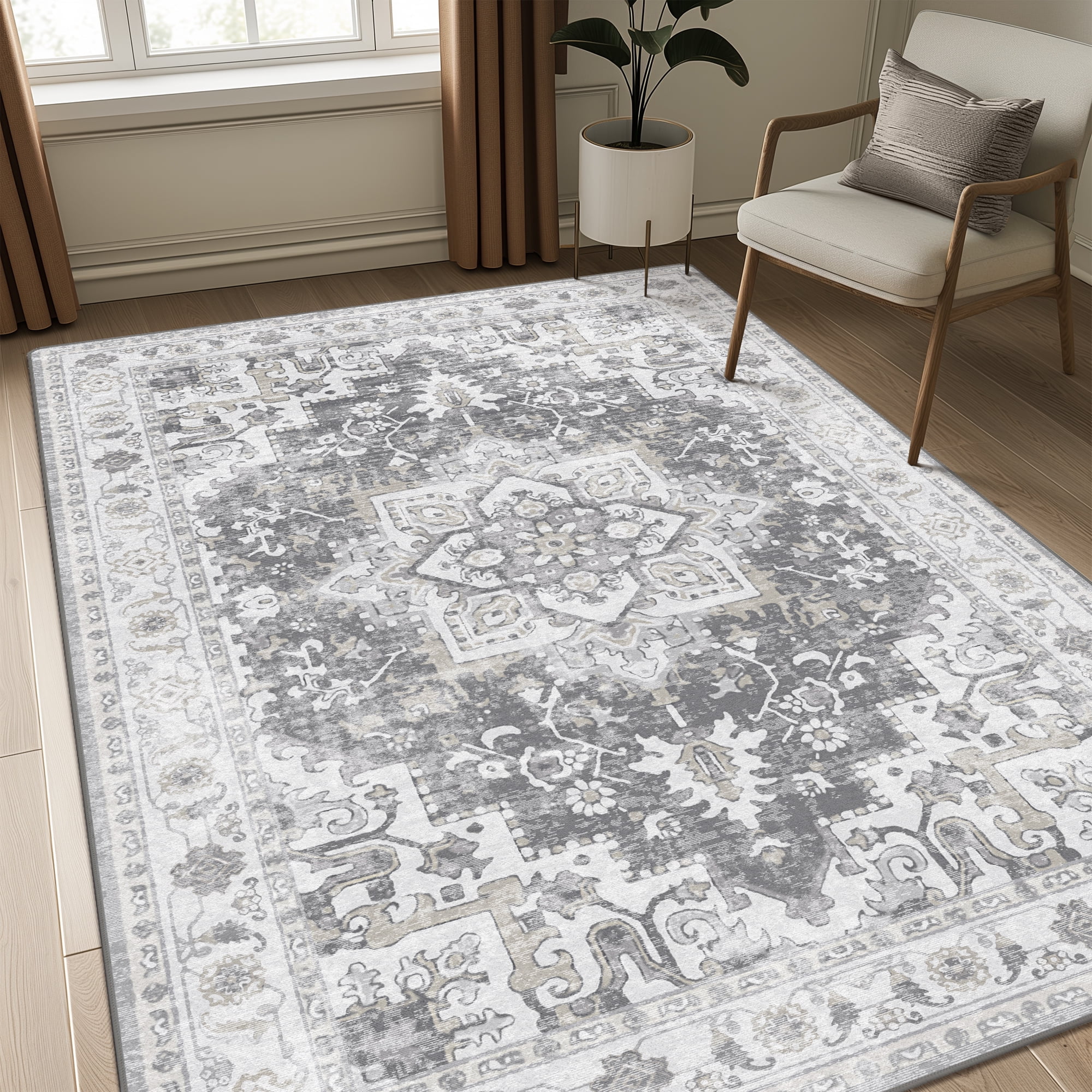 KUETH 8'x10' Area Rugs for Living Room, Ultra Thin Indoor Machine ...