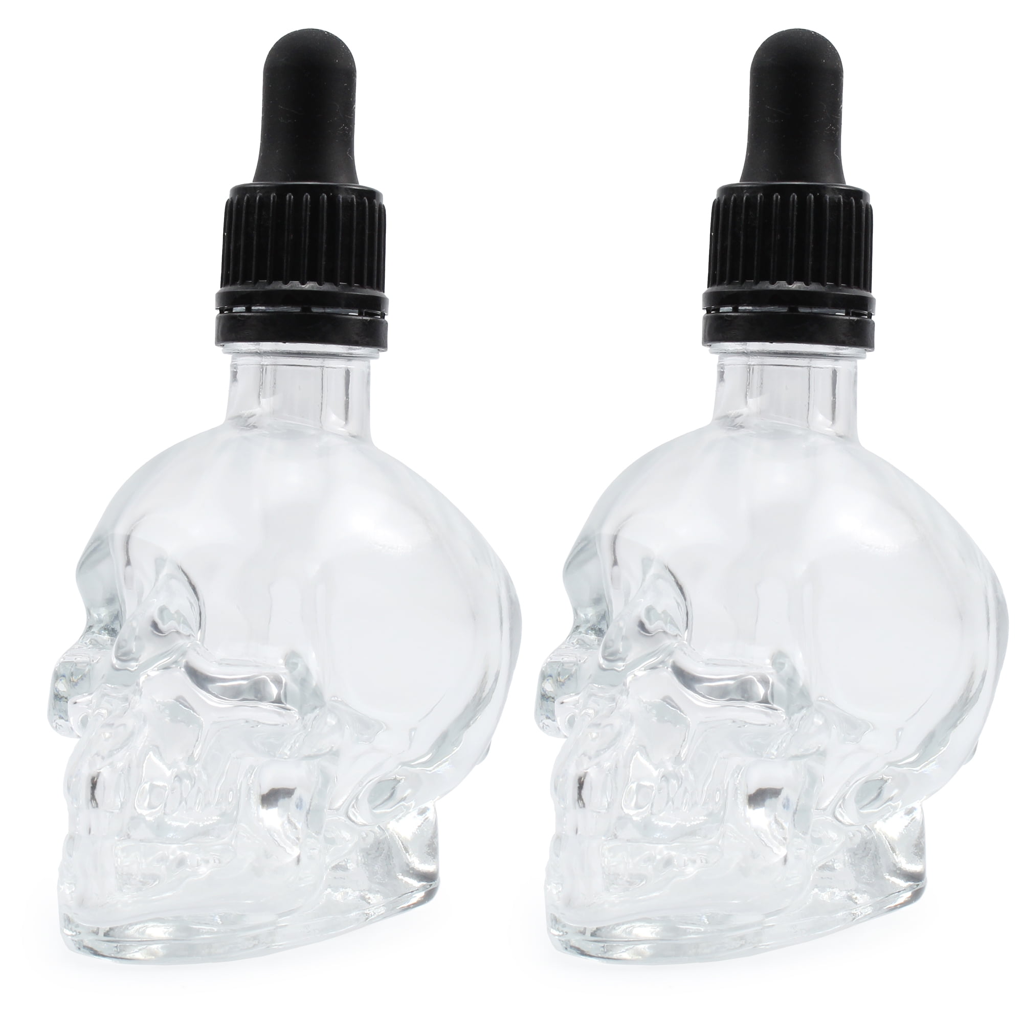 2 Ounce Skull Glass Dropper Bottles (2-Pack, 2oz, Clear) Beard Oil ...