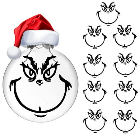 Finduat 10 Pcs Grinch Stickers For Ornaments Grinch Face Decals Vinyl ...