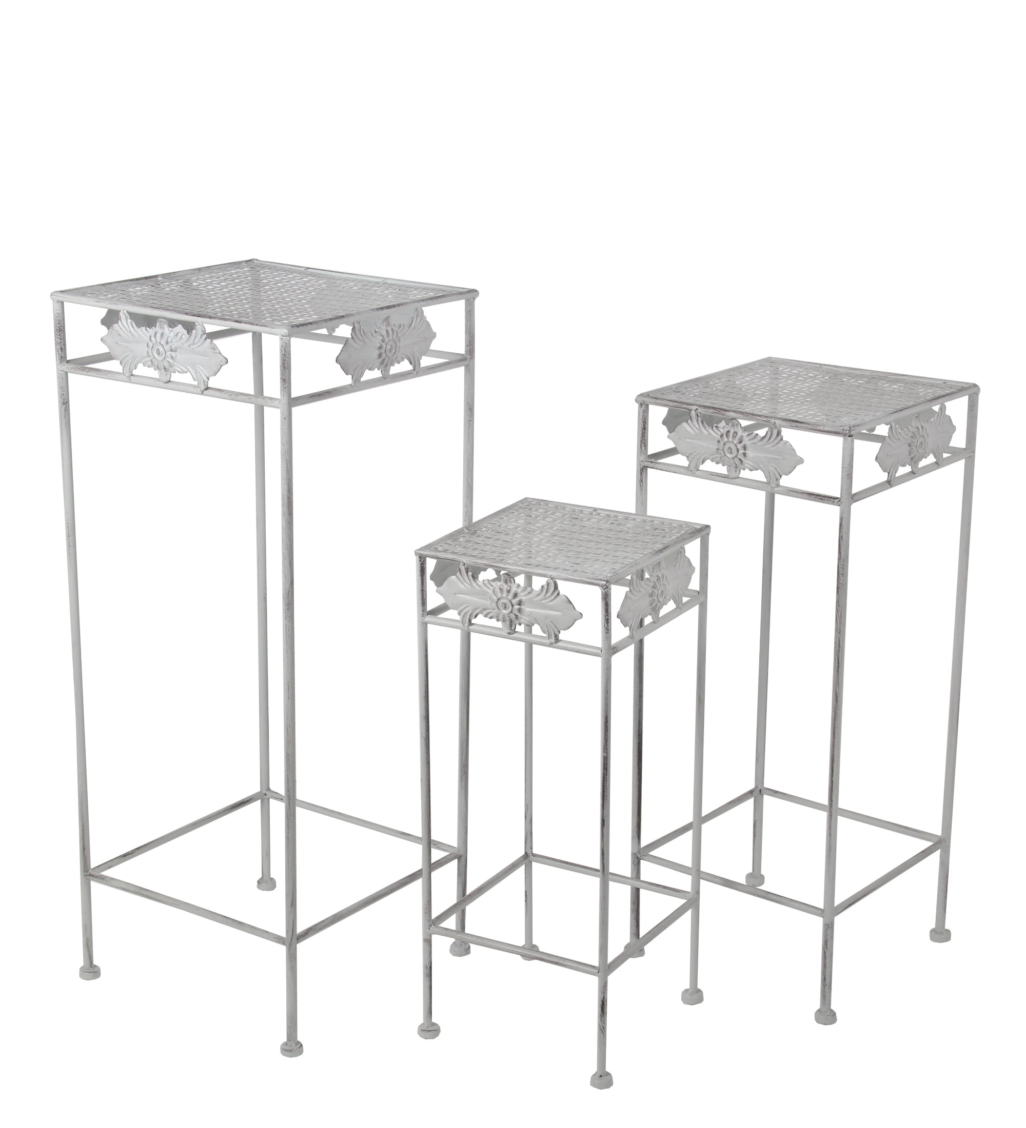Privilege International Square Silver Finished Iron Plant Stand with ...
