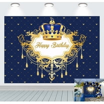 Aperturee Royal Blue and Gold Happy Birthday Backdrop 7x5ft Little Baby ...