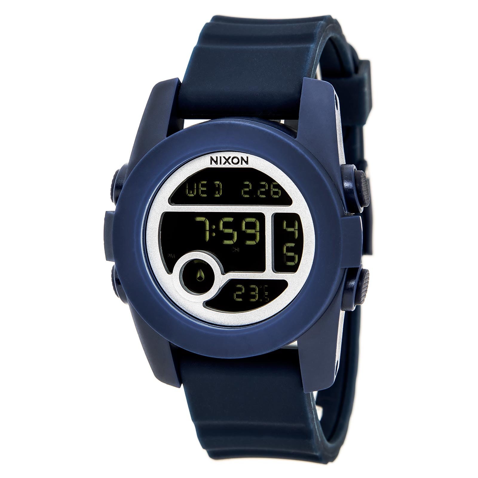 Nixon Men's A490307 The Unit 40 Black Digital Dial Navy Blue Rubber ...