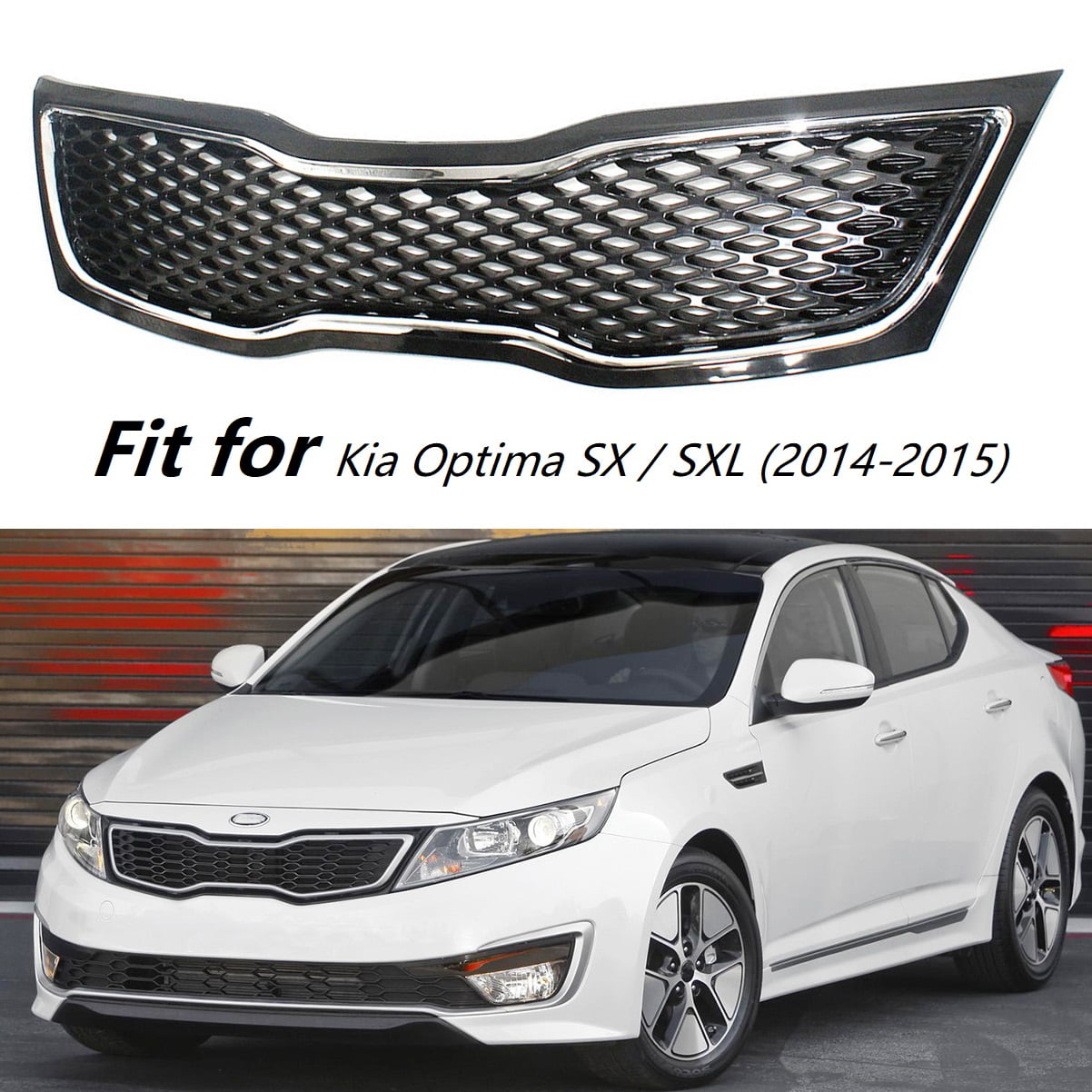Fit for Kia Optima SX / SXL 2014-2015 Chrome & Black Front Upper Grille ...