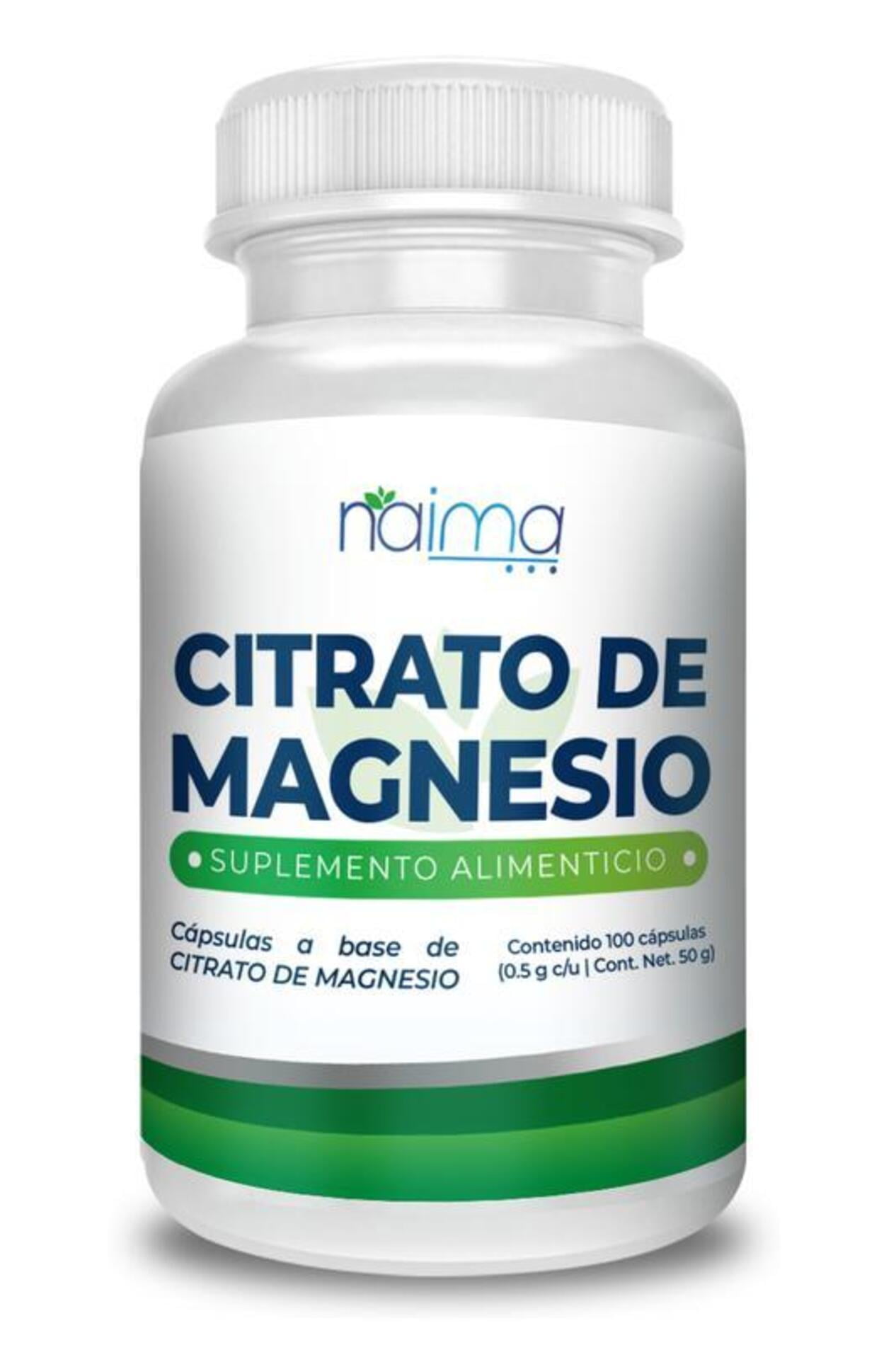 Citrato Magnesio Suplemento Alimenticio Naima Lab 100 Cápsulas 500 Mg ...