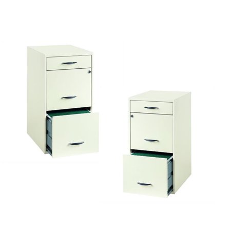 Value Pack (Set of 2) 3 Drawer Steel File Cabinet in White - Walmart.com
