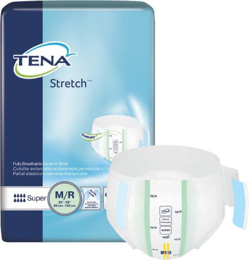 TENA Stretch Super Briefs, Heavy Absorbency, Medium, 56 Count - Walmart.com