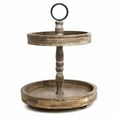 Hallocs 2 Tiered Wood Tray - Rustic Farmhouse Serving Stand for Food ...