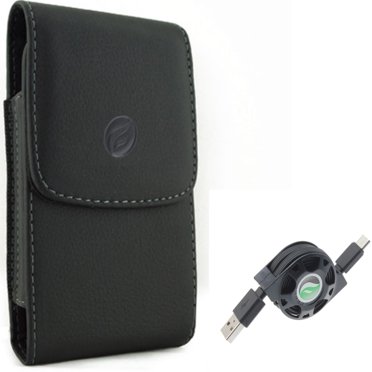Type-C Retractable USB Cable w Swivel Leather Case Belt Clip D2L for ...