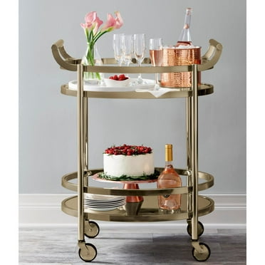South Shore Maliza Bar Cart, Gold/Clear - Walmart.com