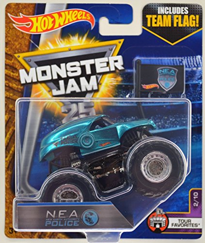 Hot Wheels Monster Jam NEA Police Blue with Team Flag 1:64 Scale Tour ...