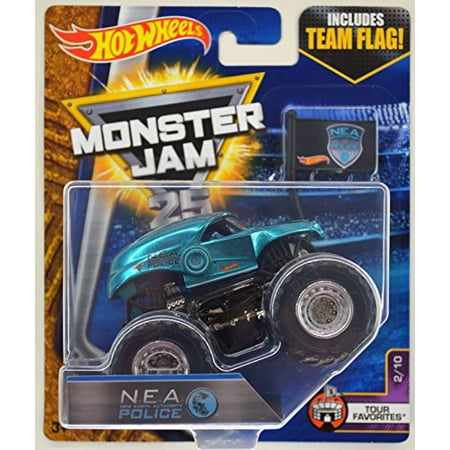 Hot Wheels Monster Jam NEA Police Blue with Team Flag 1:64 Scale Tour ...