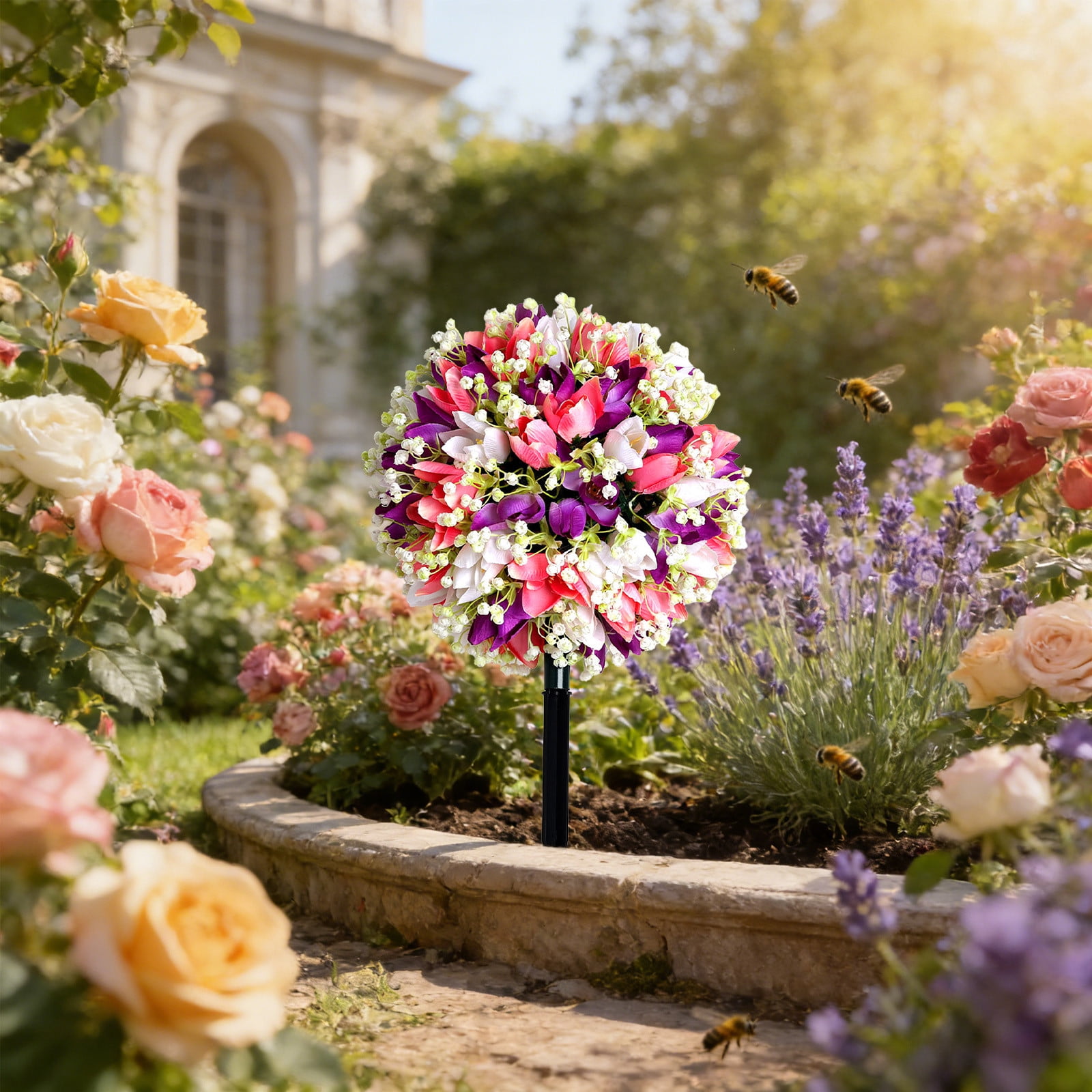 Click here for Haoxun Fake Tree Rose Ball Tree Outdoor Decoration... prices