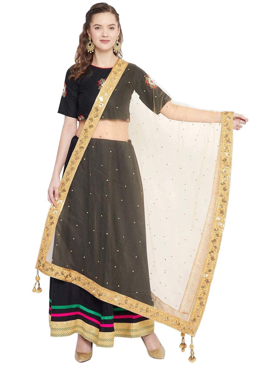 eloria Floral Beige Woman's Indian Ethnic Chunni, Dupatta, Stole, Scarf ...